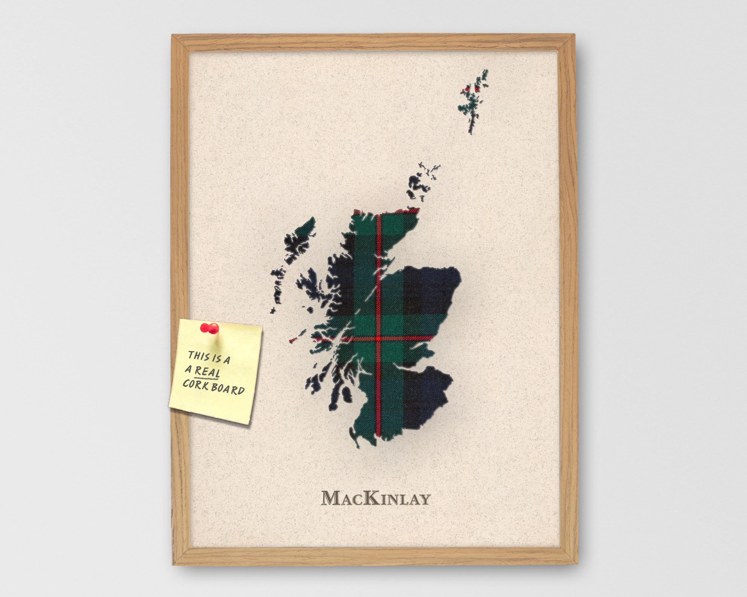 Clan Mackinlay Scottish Tartan Map Mackinlay Wall Decor, Ready to Hang ...