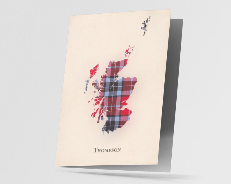 Clan Thompson Red Scottish Tartan Map Thompson Red Wall Decor, Ready to ...