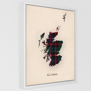 Clan Guthrie Scottish Tartan Map | Guthrie of Scotland Family Wall ...
