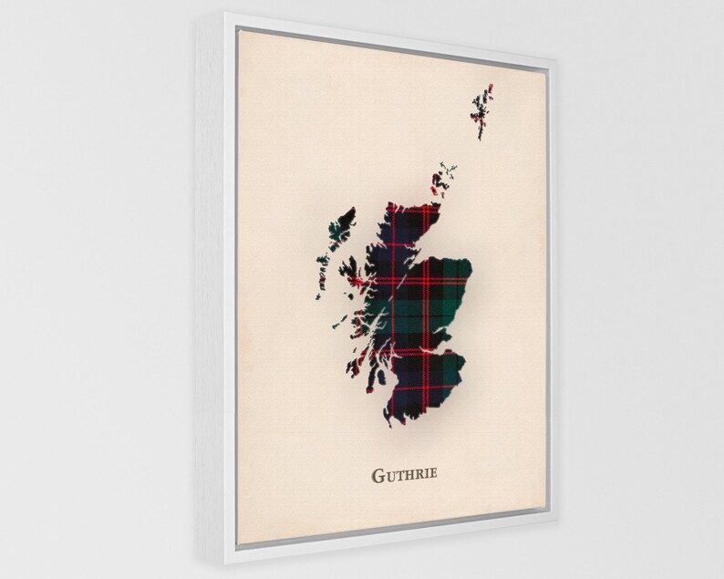 Clan Guthrie Scottish Tartan Map | Guthrie of Scotland Family Wall ...