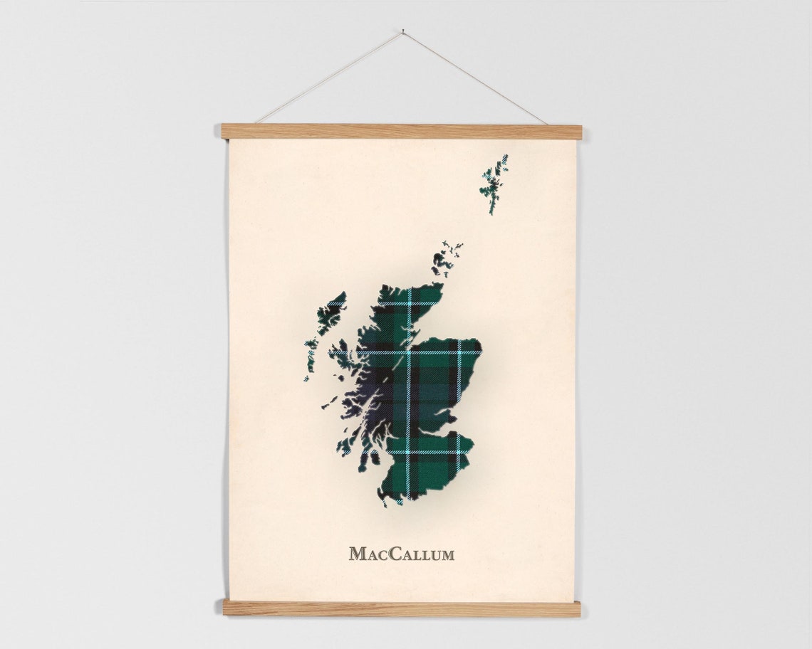 Clan Maccallum Scottish Tartan Map Maccallum Wall Decor, Ready to Hang ...