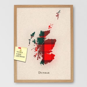 Clan Dunbar Scottish Tartan Map | Dunbar of Scotland Family Wall Decor ...