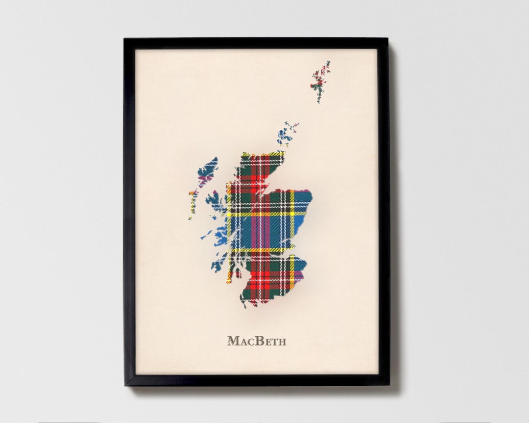 Clan Macbeth Scottish Tartan Map | Macbeth of Scotland Family Wall ...