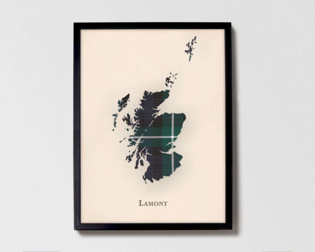 Clan Lamont Scottish Tartan Map | Lamont of Scotland Family Wall Decor ...