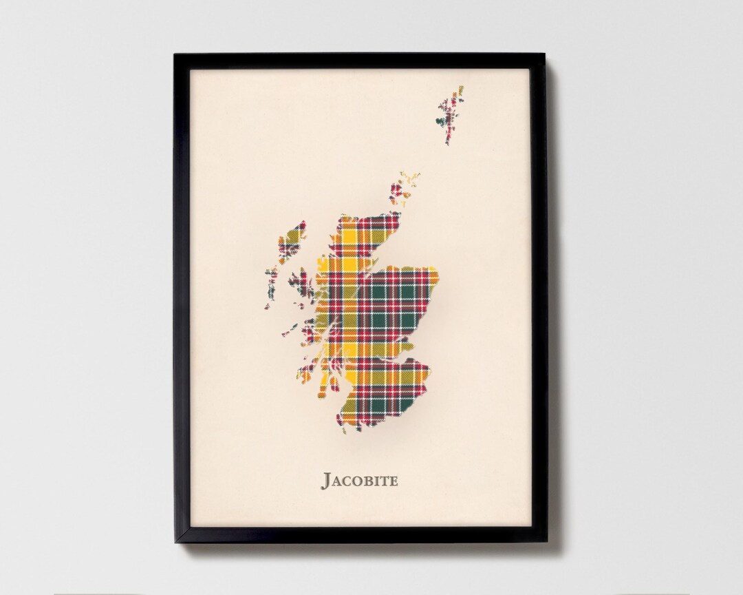 Clan Jacobite Scottish Tartan Map | Jacobite of Scotland Family Wall ...