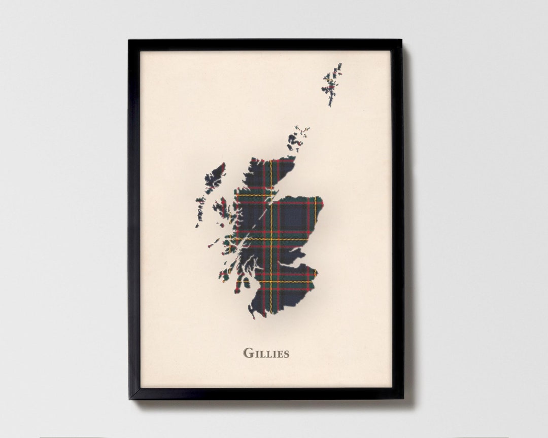 Clan Gillies Scottish Tartan Map | Gillies of Scotland Family Wall ...