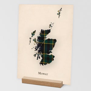 Clan Mowat Scottish Tartan Map Mowat Wall Decor, Ready to Hang, Canvas ...