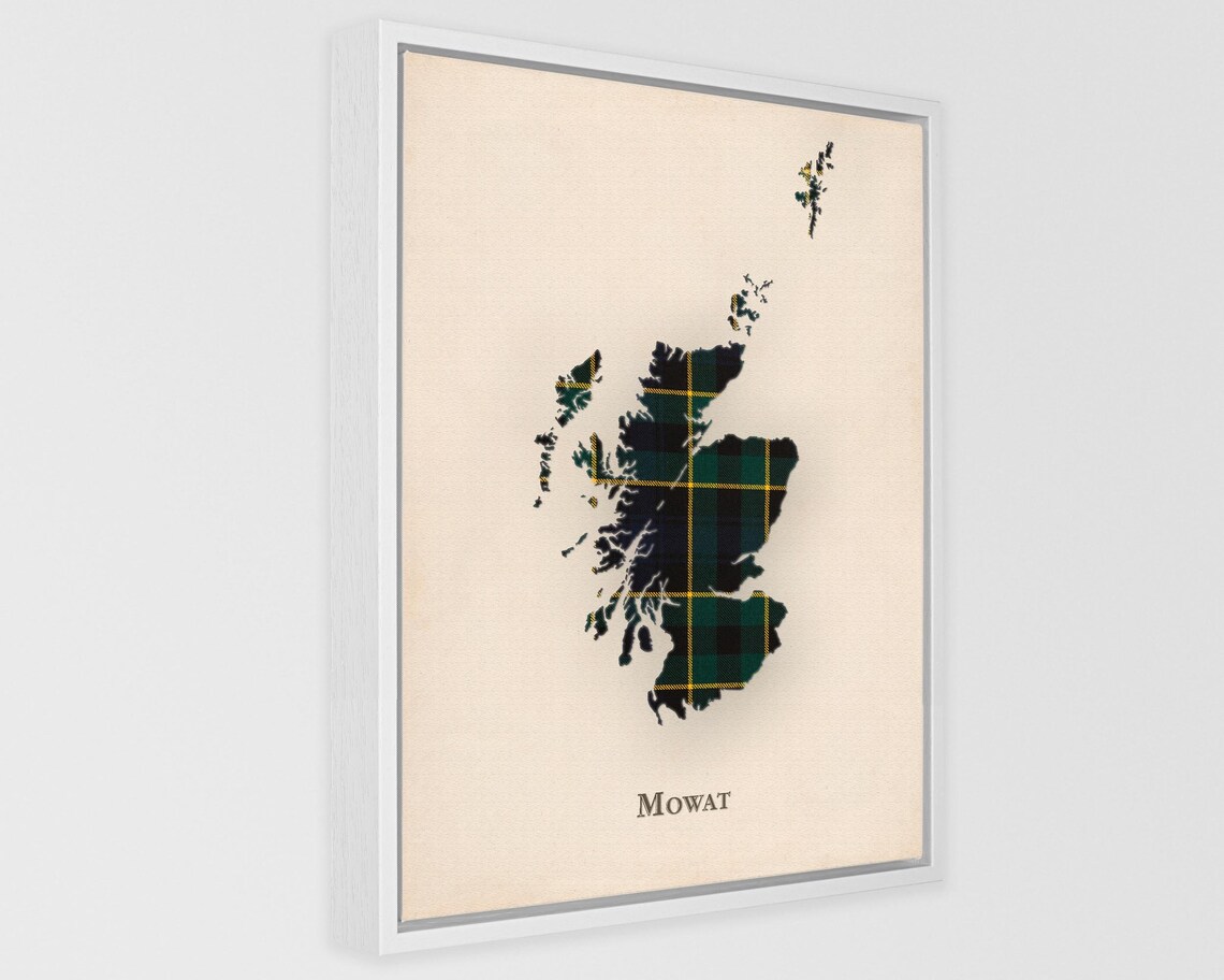 Clan Mowat Scottish Tartan Map Mowat Wall Decor, Ready to Hang, Canvas ...