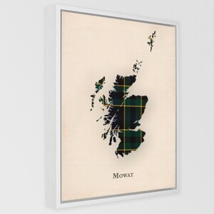 Clan Mowat Scottish Tartan Map Mowat Wall Decor, Ready to Hang, Canvas ...