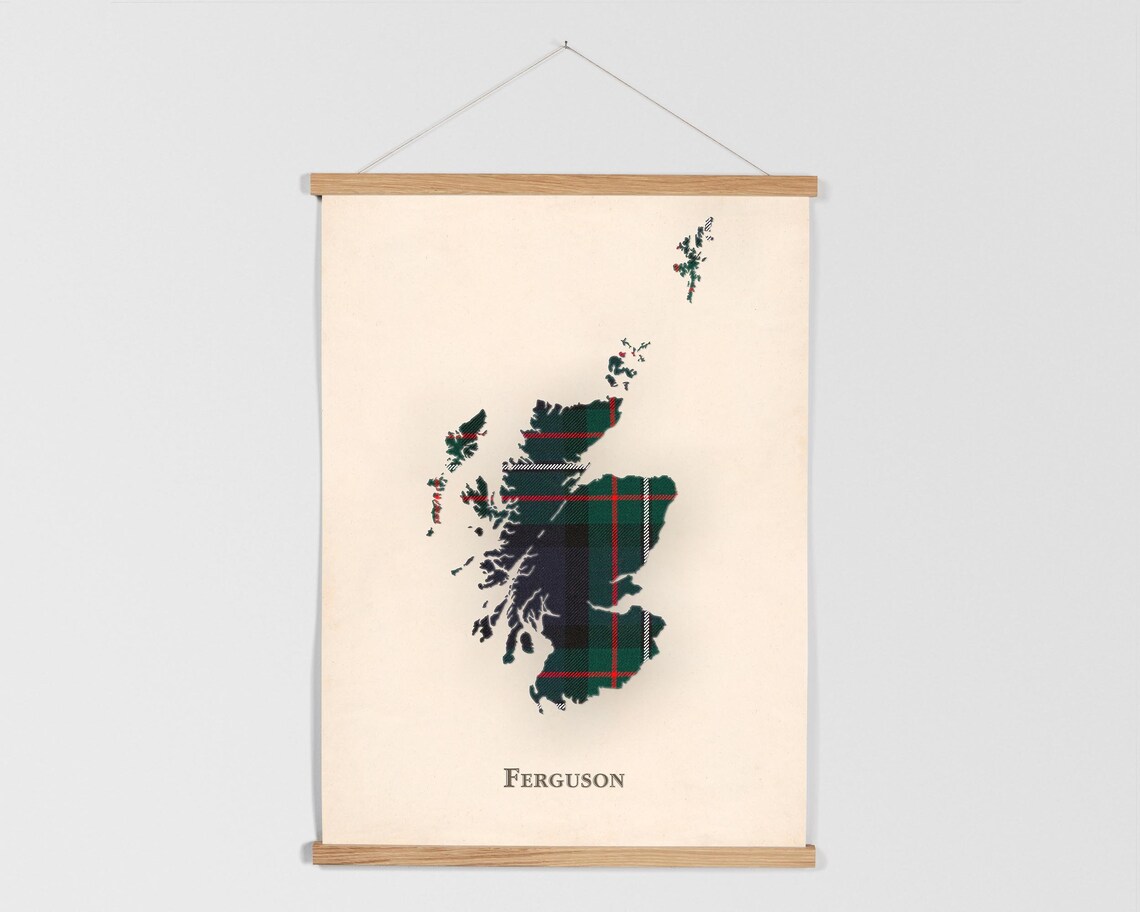 Clan Ferguson Scottish Tartan Map Ferguson Wall Decor Ready - Etsy