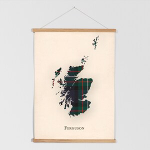 Clan Ferguson Scottish Tartan Map | Ferguson of Scotland Family Wall ...