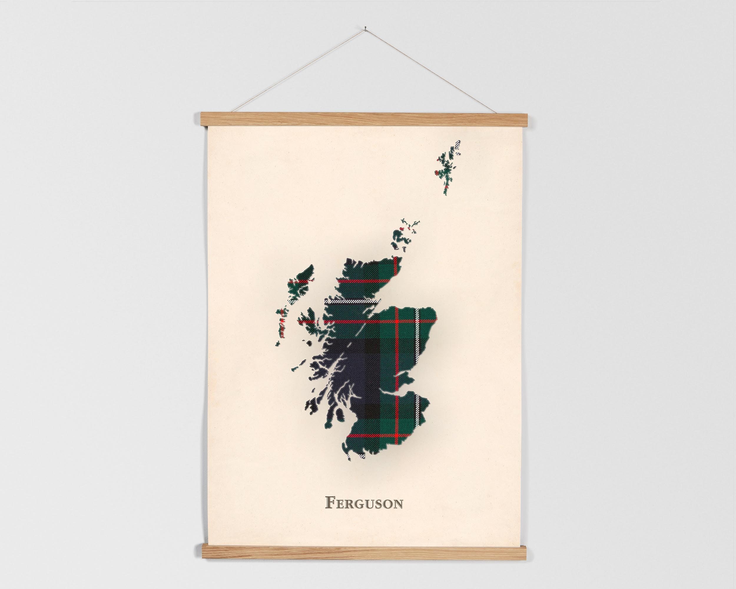 Clan Ferguson Scottish Tartan Map | Ferguson of Scotland Family Wall ...