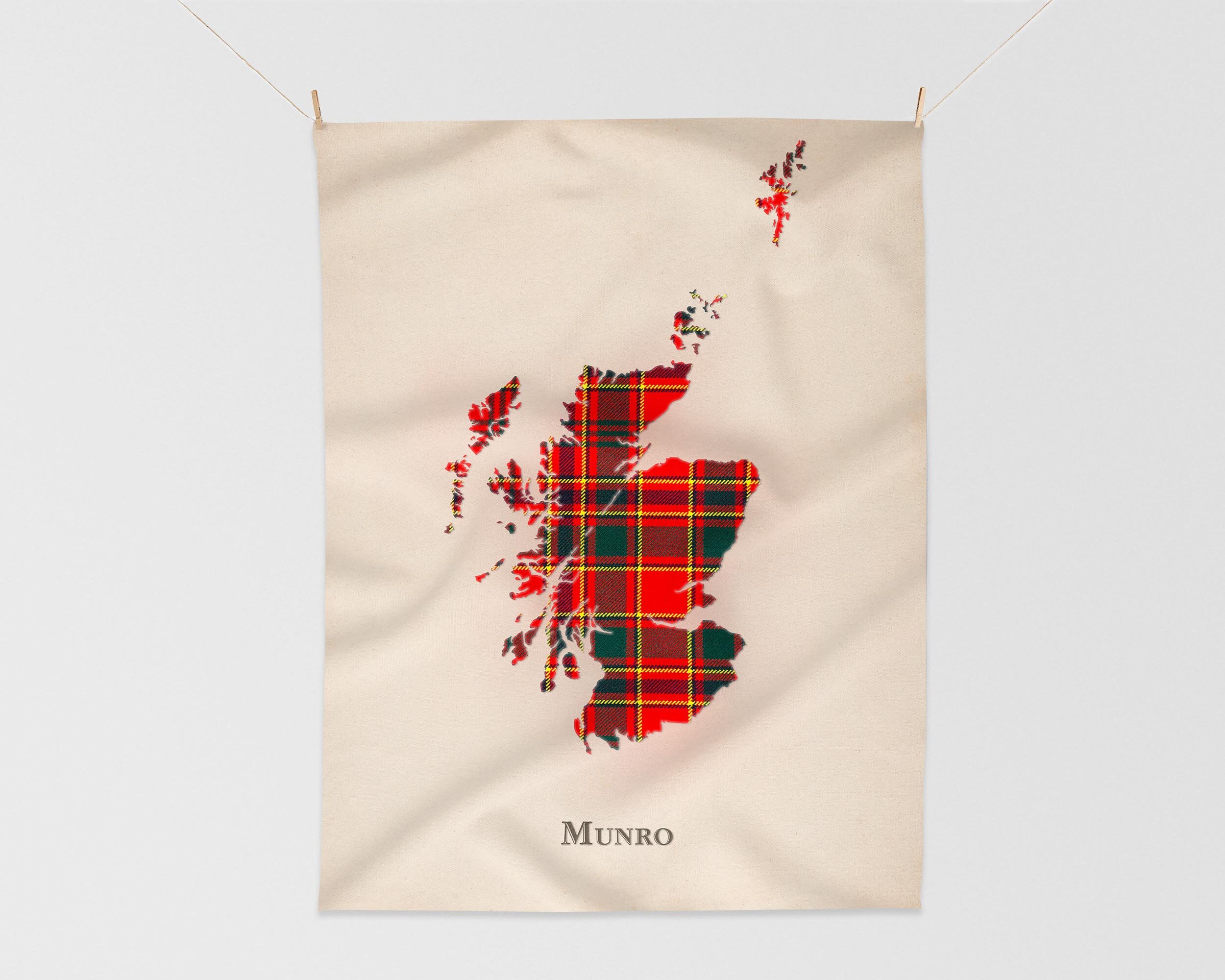 Clan Munro Scottish Tartan Map Munro Wall Decor, Ready to Hang, Canvas ...
