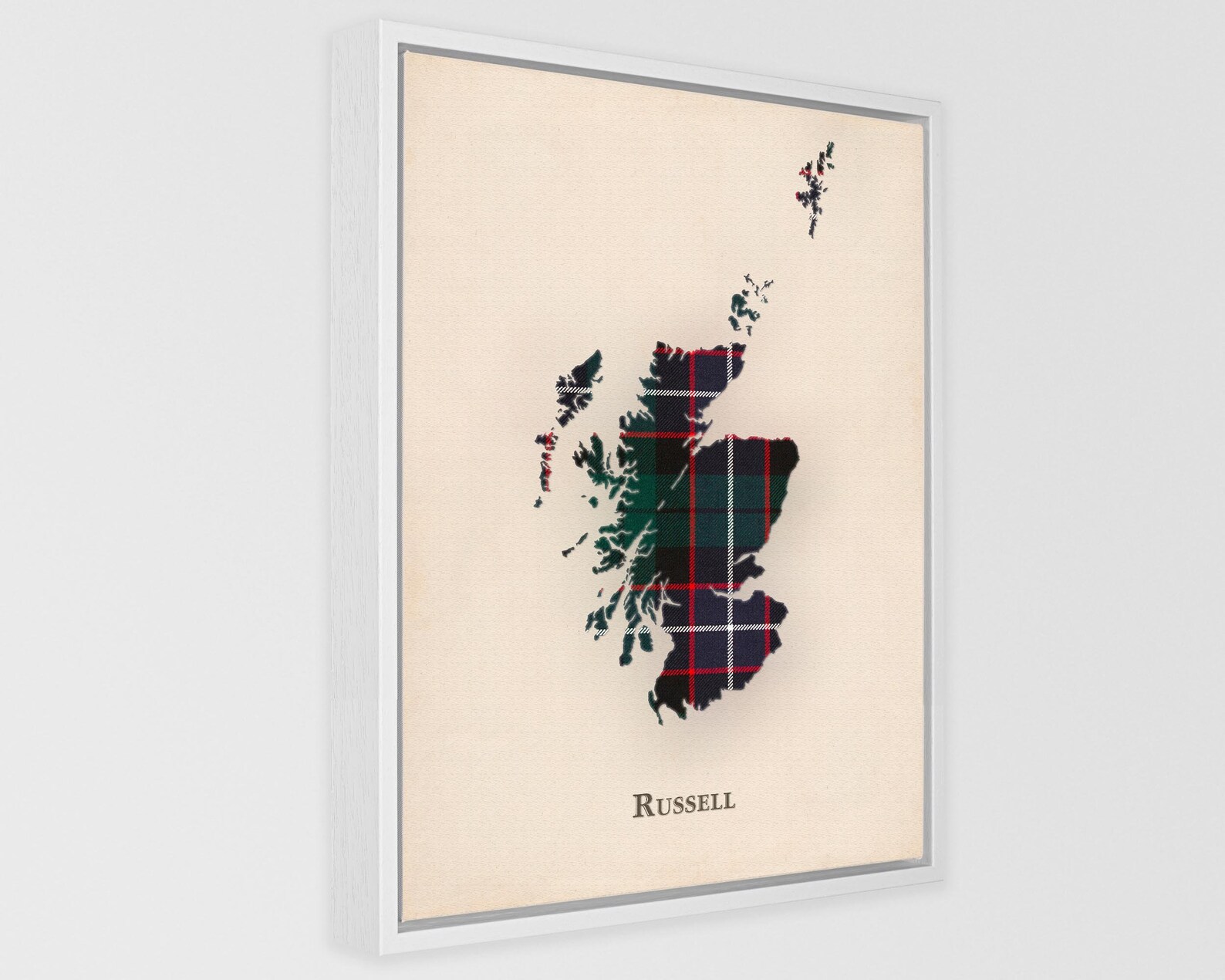 Clan Russell Scottish Tartan Map | Russell of Scotland Family Wall ...