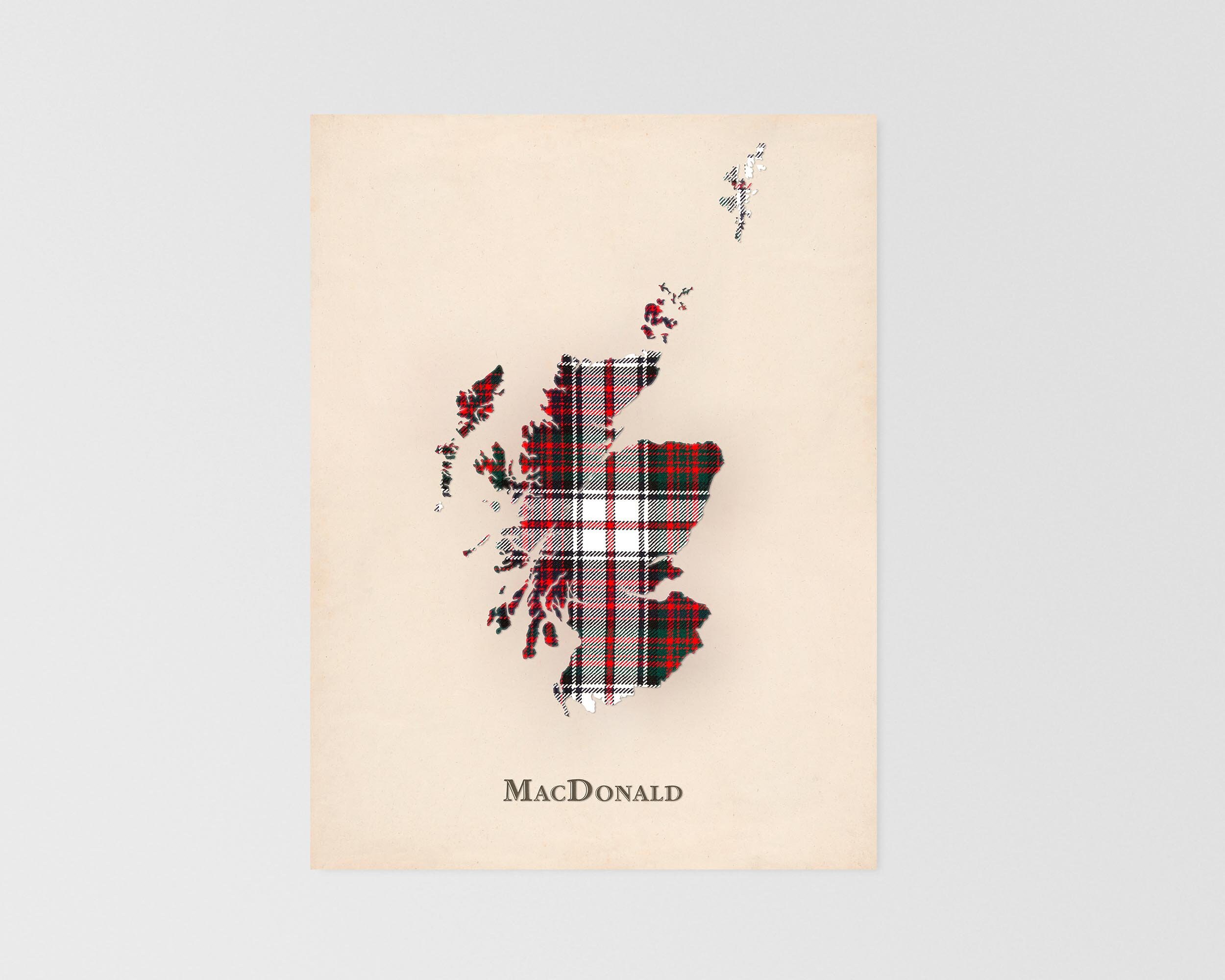 Clan Macdonald Scottish Tartan Map | Macdonald of Scotland Family Wall ...
