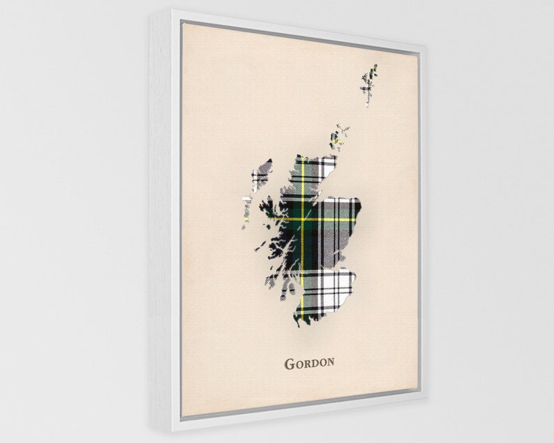 Clan Gordon Scottish Tartan Map Gordon Wall Decor, Ready to Hang ...