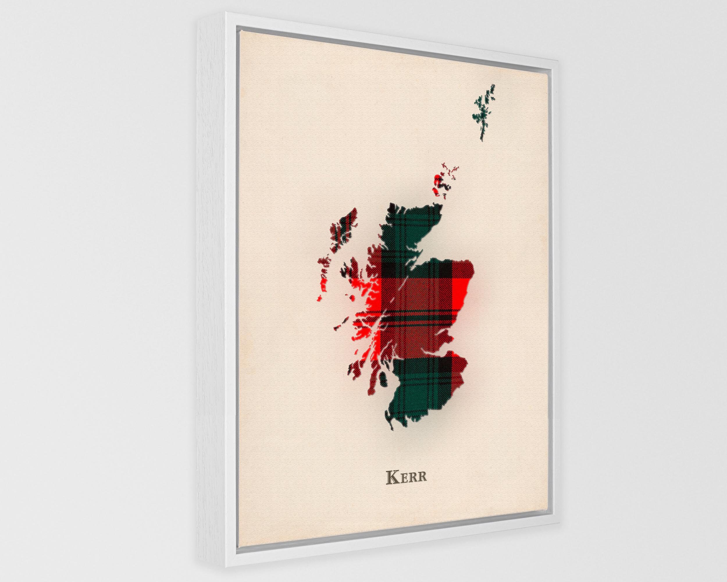 Clan Kerr Scottish Tartan Map | Kerr of Scotland Family Wall Decor ...