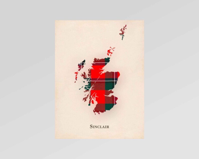 Clan Sinclair Red Scottish Tartan Map | Sinclair Red of Scotland Family ...