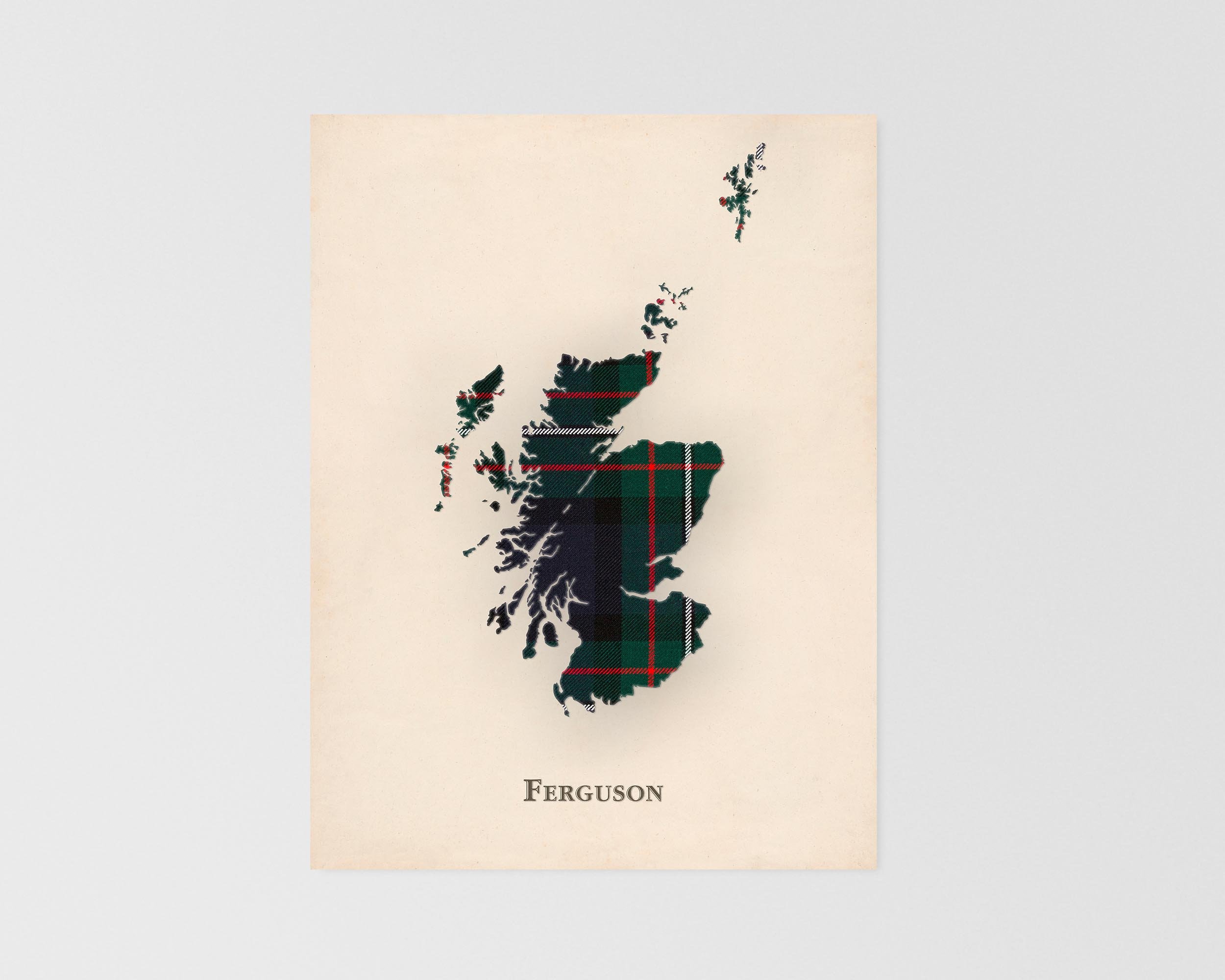 Clan Ferguson Scottish Tartan Map | Ferguson of Scotland Family Wall ...