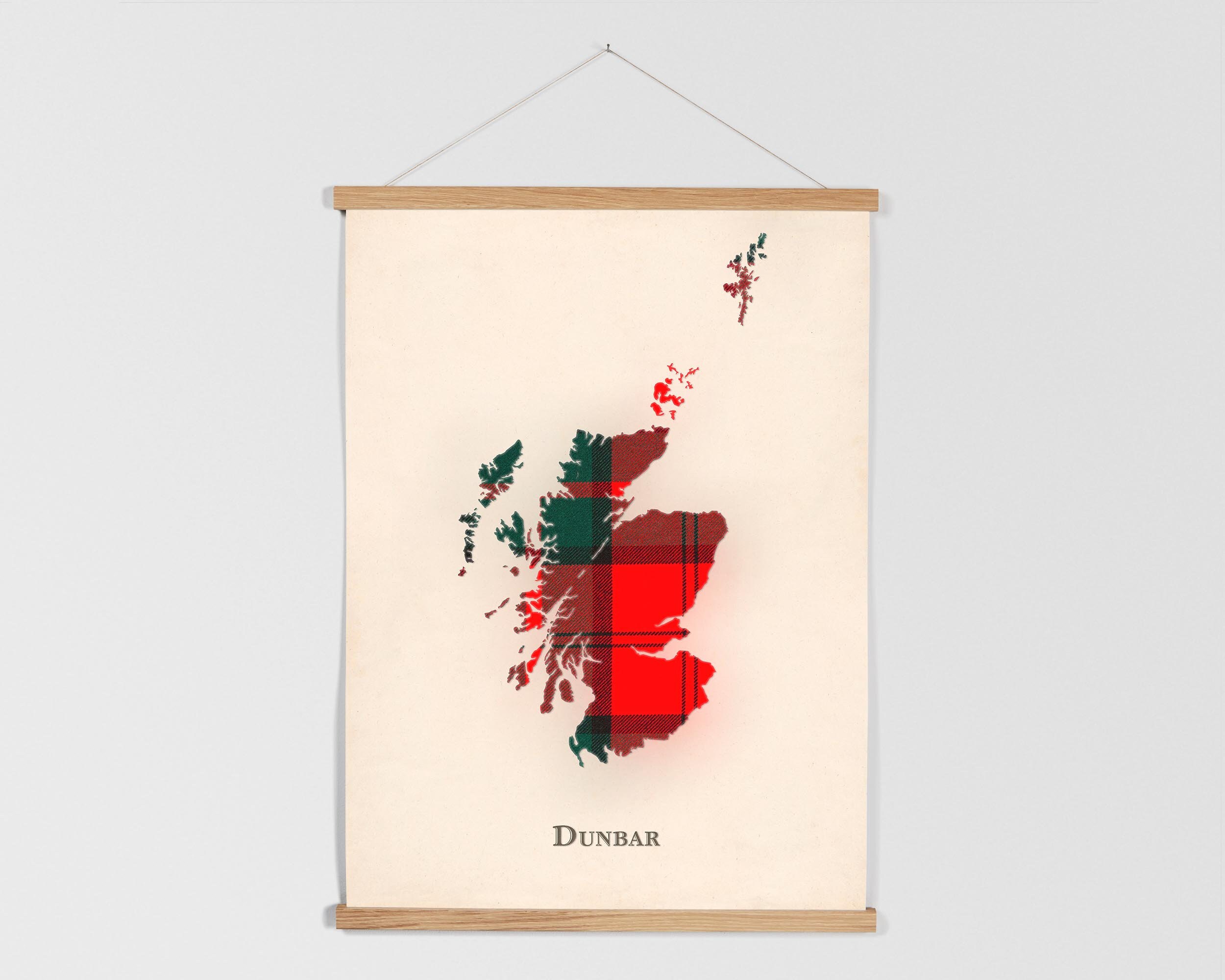 Clan Dunbar Scottish Tartan Map Dunbar Wall Decor, Ready to Hang ...