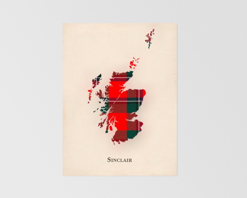 Clan Sinclair Red Scottish Tartan Map | Sinclair Red of Scotland Family ...