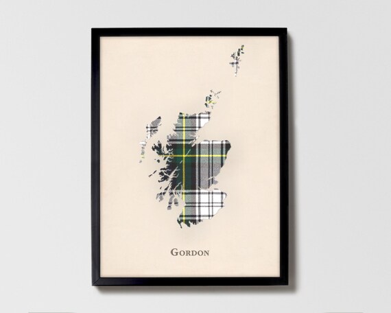 Clan Gordon Scottish Tartan Map Gordon Wall Decor Ready to - Etsy