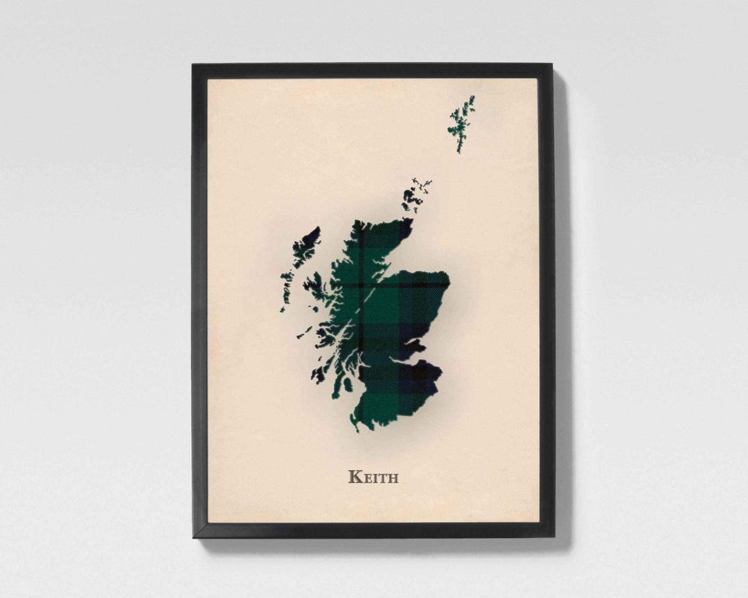 Clan Keith Scottish Tartan Map | Keith of Scotland Family Wall Decor ...