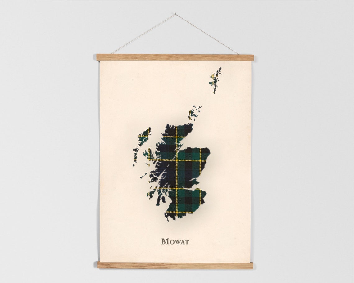 Clan Mowat Scottish Tartan Map Mowat Wall Decor, Ready to Hang, Canvas ...