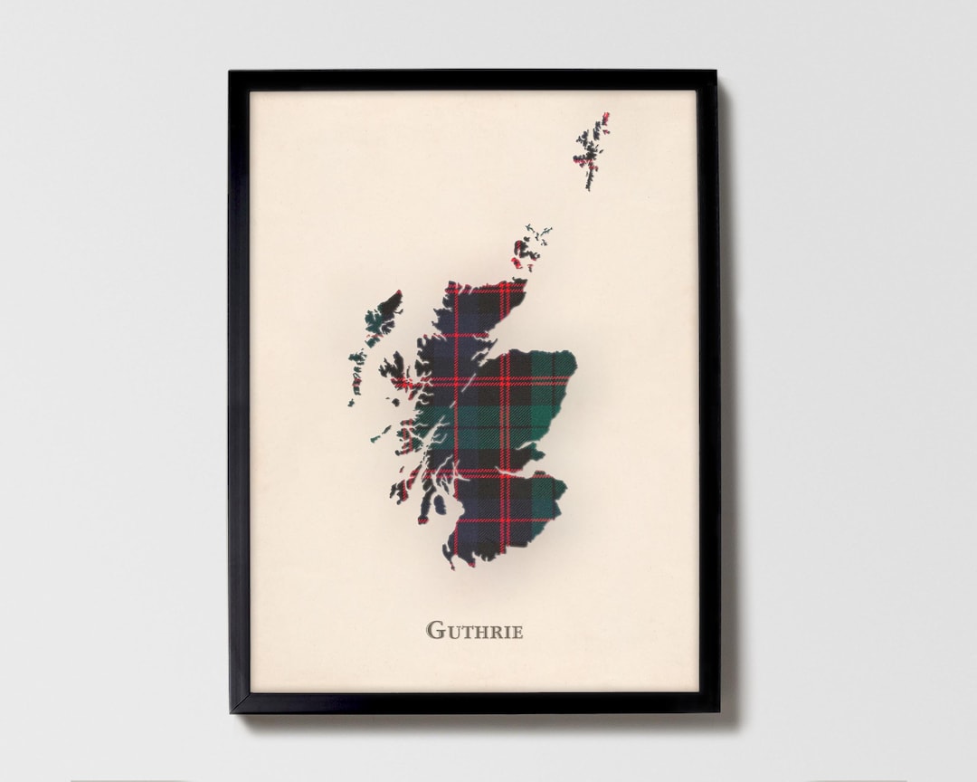 Clan Guthrie Scottish Tartan Map | Guthrie of Scotland Family Wall ...