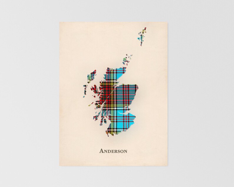 Clan Anderson Scottish Tartan Map | Anderson of Scotland Family Wall ...