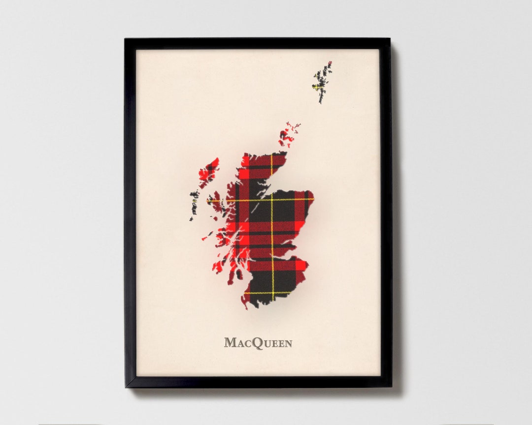 Clan Macqueen Scottish Tartan Map | Macqueen of Scotland Family Wall ...