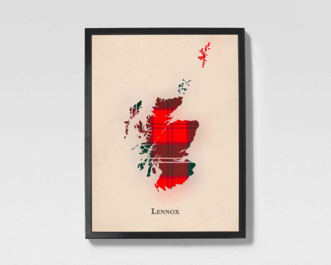 Clan Lennox Scottish Tartan Map | Lennox of Scotland Family Wall Decor ...