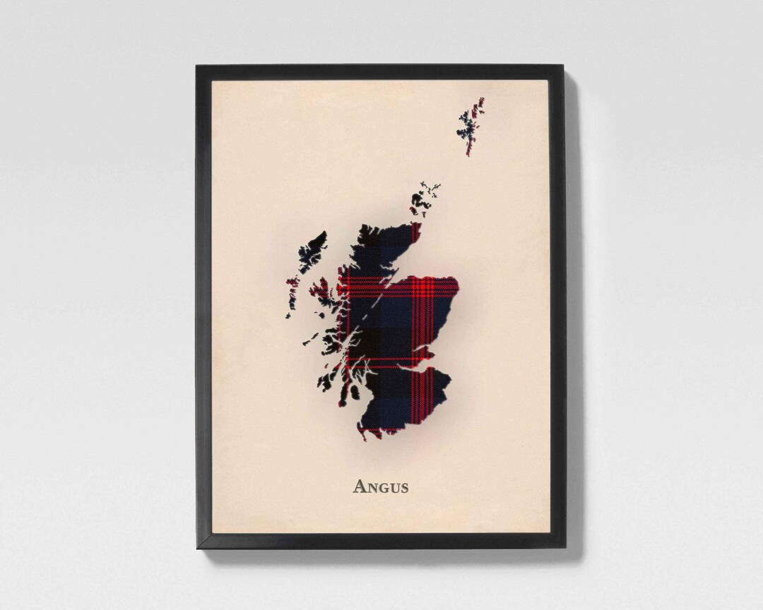 Clan Angus Scottish Tartan Map | Angus of Scotland Family Wall Decor ...