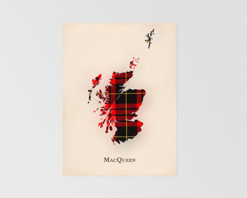 Clan Macqueen Scottish Tartan Map | Macqueen of Scotland Family Wall ...