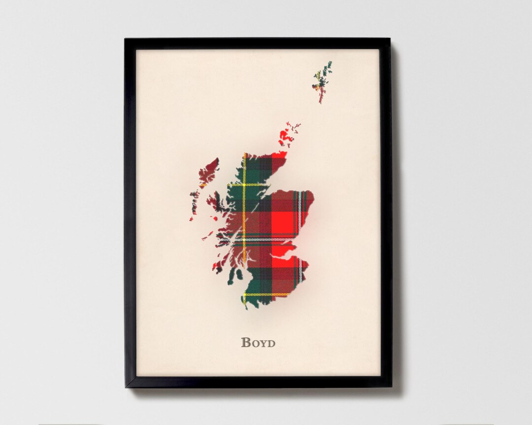 Clan Boyd Scottish Tartan Map | Boyd of Scotland Family Wall Decor ...