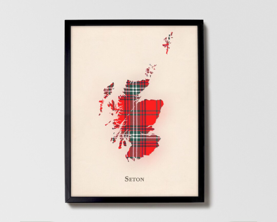 Clan Seton Scottish Tartan Map | Seton of Scotland Family Wall Decor ...