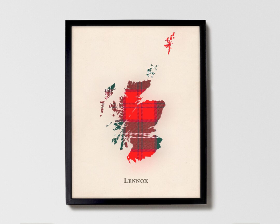 Clan Lennox Scottish Tartan Map | Lennox of Scotland Family Wall Decor ...
