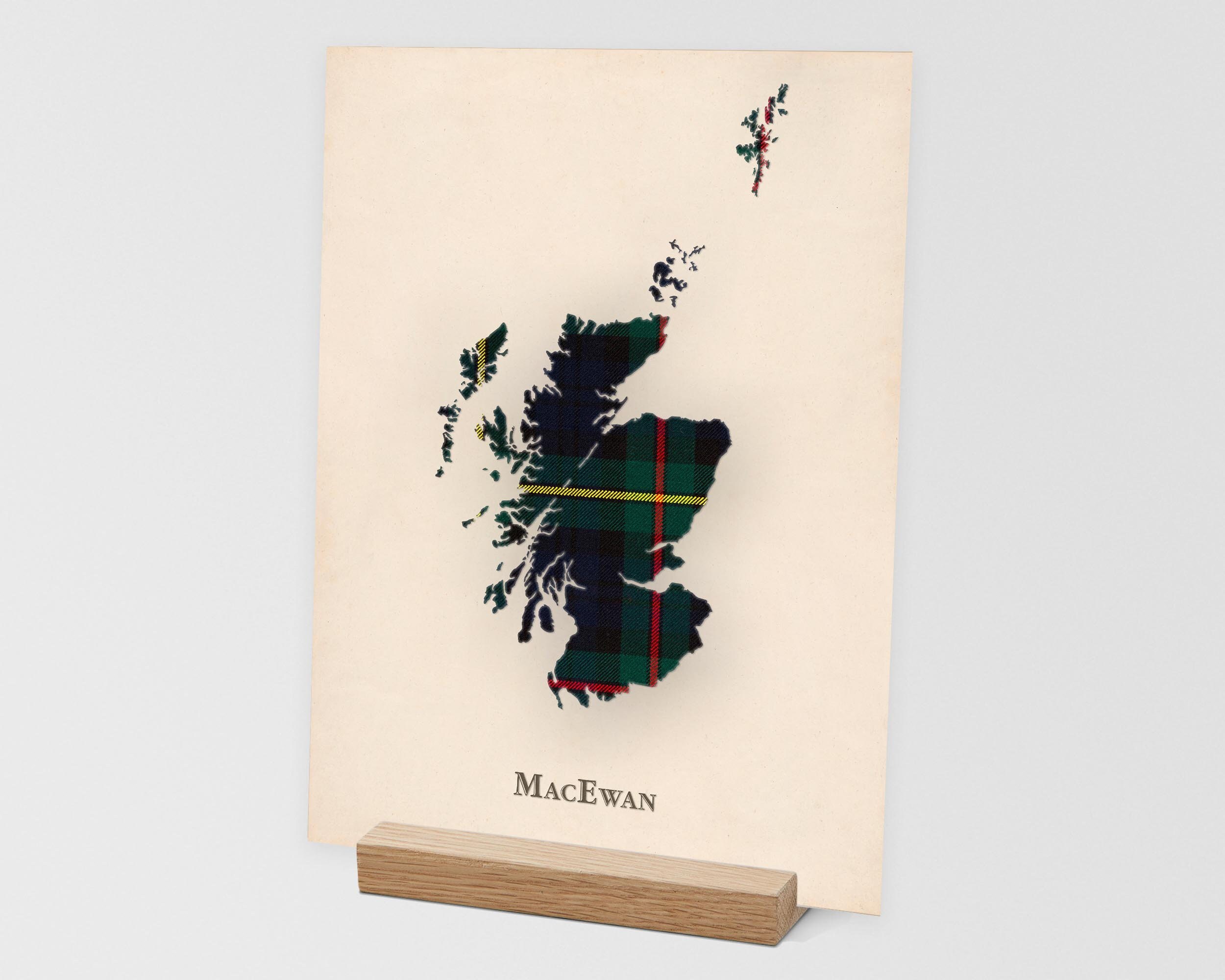 Clan Macewan Scottish Tartan Map Macewan Wall Decor, Ready to Hang ...