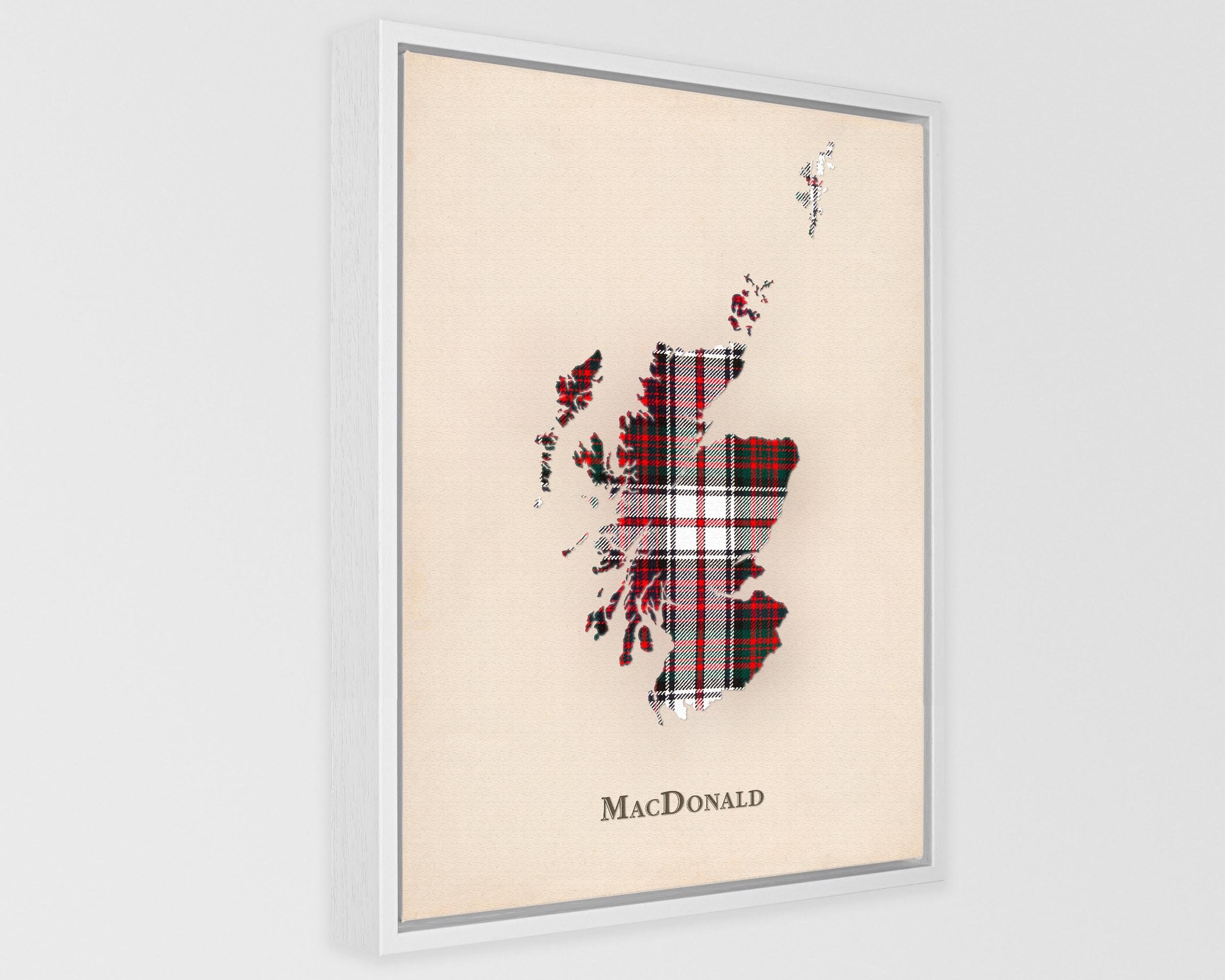 Clan Macdonald Scottish Tartan Map | Macdonald of Scotland Family Wall ...