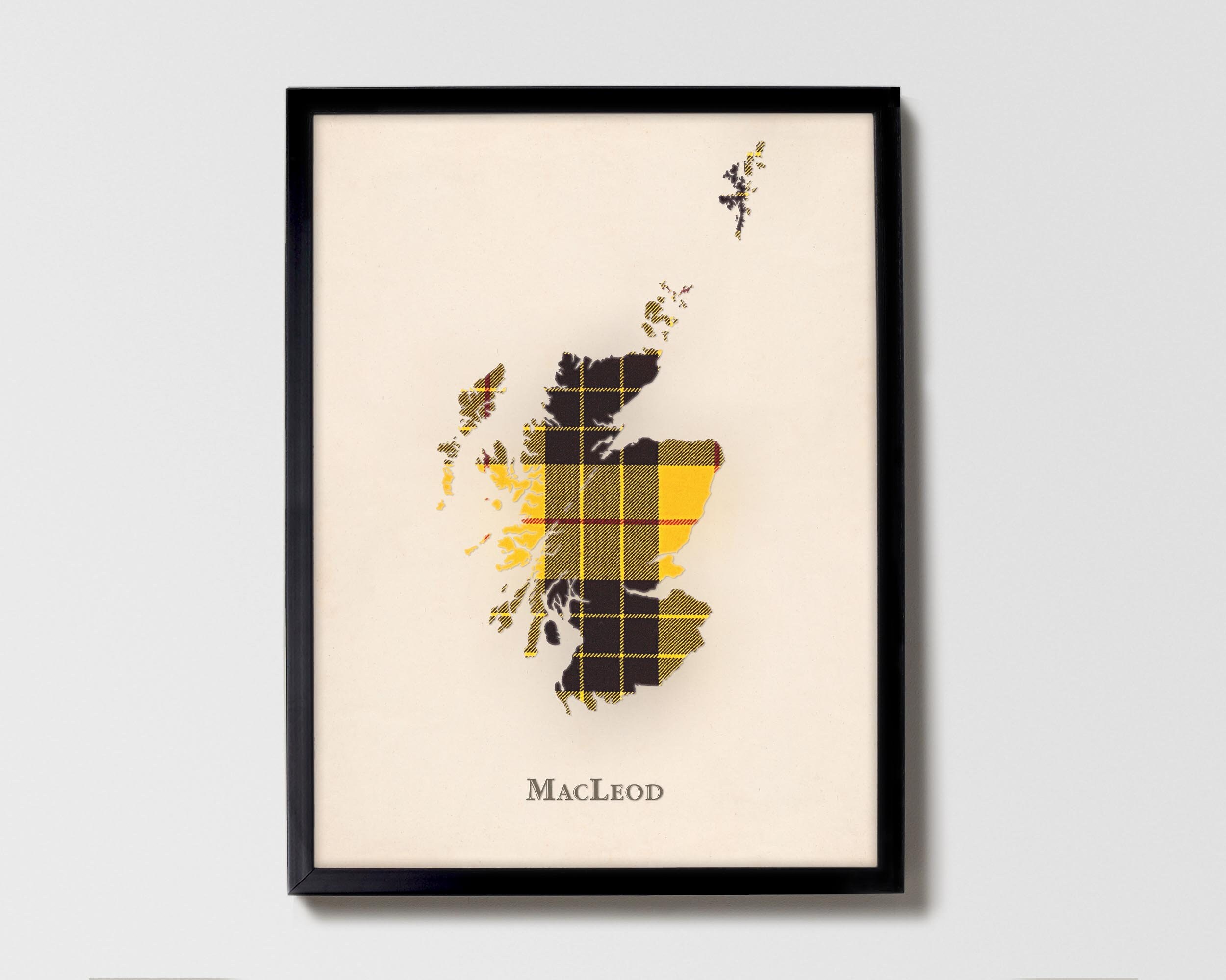 Clan Macleod Scottish Tartan Map Macleod Wall Decor, Ready to Hang ...