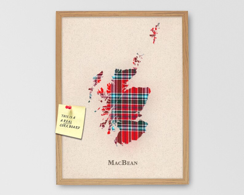 Clan Macbean Scottish Tartan Map | Macbean of Scotland Family Wall ...