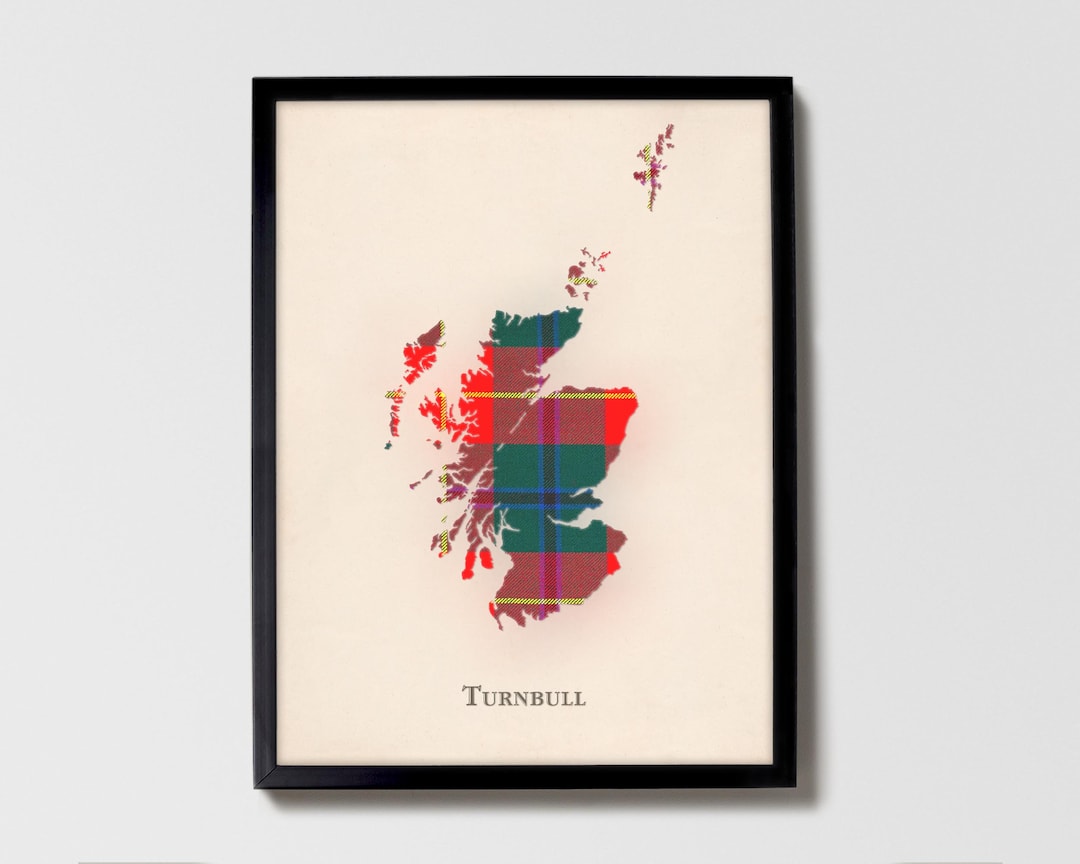 Buy Clan Turnbull Scottish Tartan Map Turnbull Wall Decor, Ready to ...