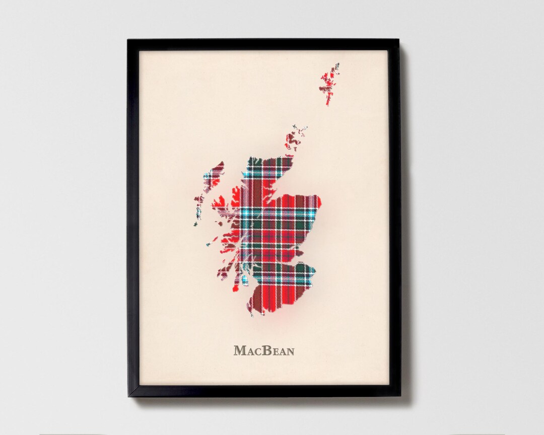 Clan Macbean Scottish Tartan Map | Macbean of Scotland Family Wall ...