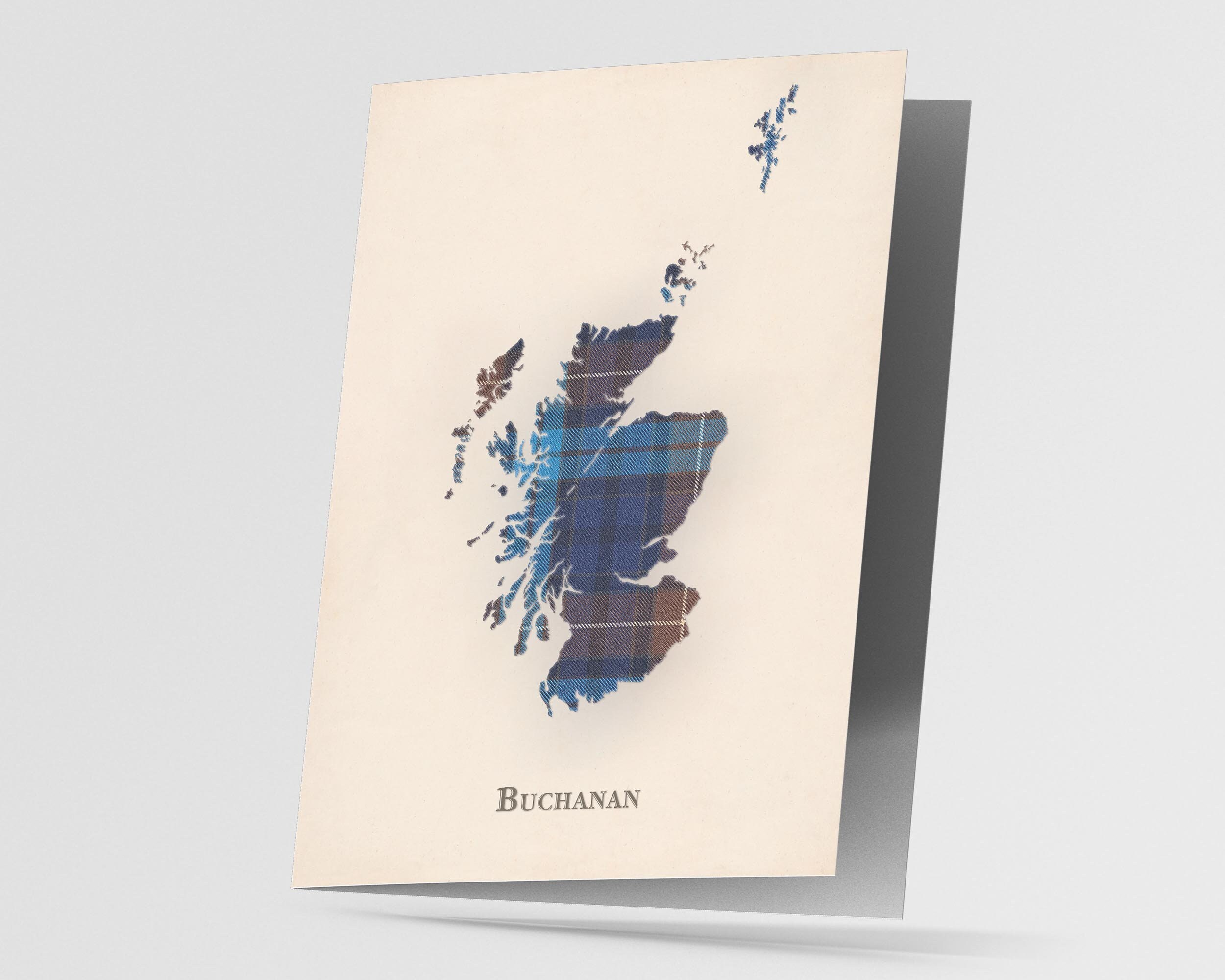 Clan Buchanan Blue Scottish Tartan Map Buchanan Blue Wall Decor, Ready ...