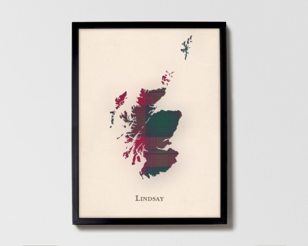 Clan Lindsay Scottish Tartan Map | Lindsay of Scotland Family Wall ...