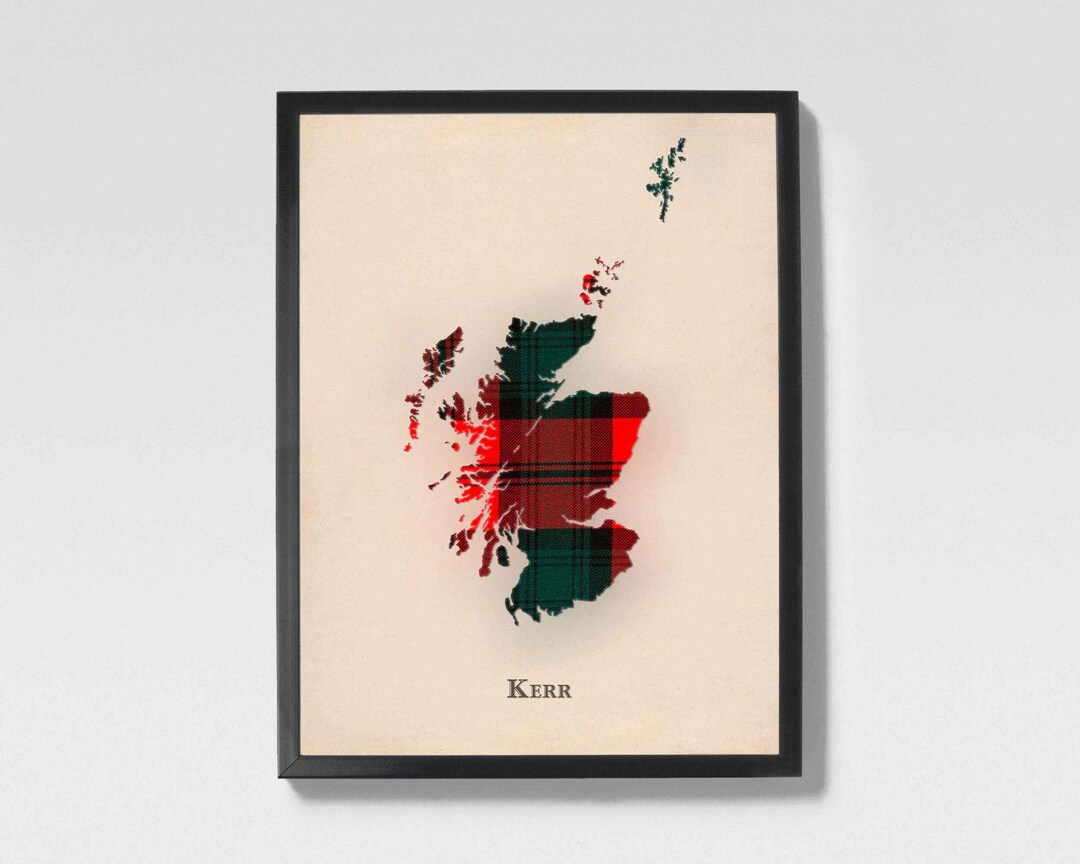 Clan Kerr Scottish Tartan Map | Kerr of Scotland Family Wall Decor ...