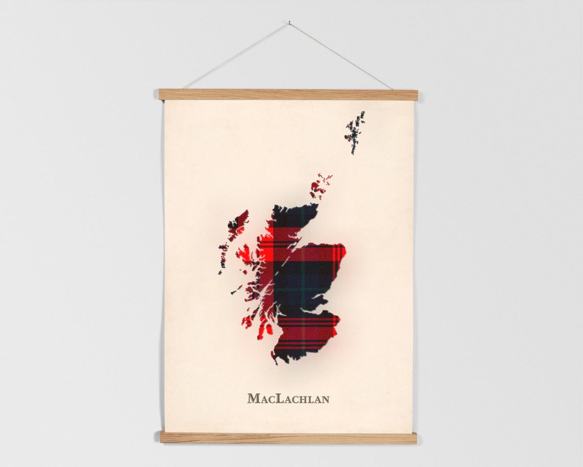 Clan Maclachlan Scottish Tartan Map Maclachlan Wall Decor - Etsy