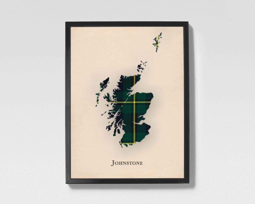 Clan Johnstone Scottish Tartan Map | Johnstone of Scotland Family Wall ...