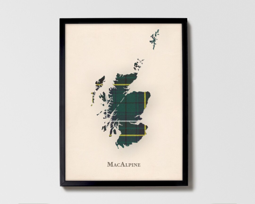 Clan Macalpine Scottish Tartan Map | Macalpine of Scotland Family Wall ...