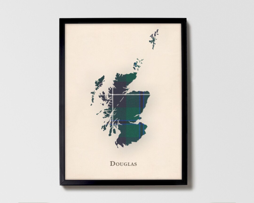Clan Douglas Scottish Tartan Map | Douglas of Scotland Family Wall ...